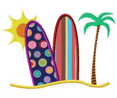 Free Summertime SurfBoard Machine Applique – Daily Embroidery