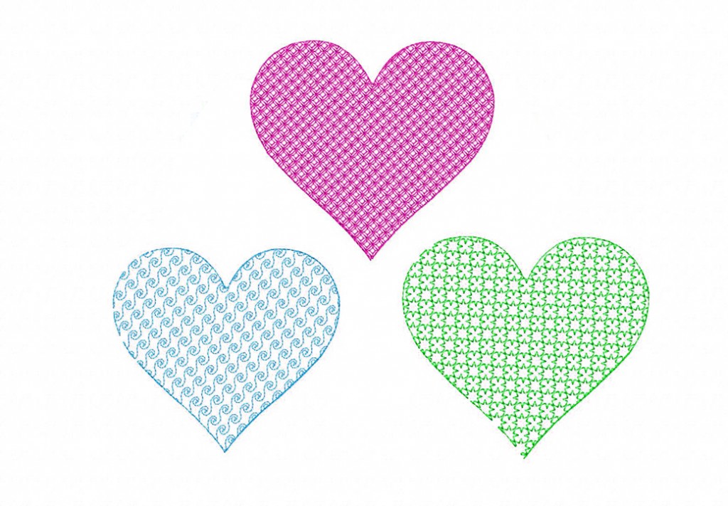 Free Machine Embroidery Motif Stitched Heart Three Pack I – Daily ...