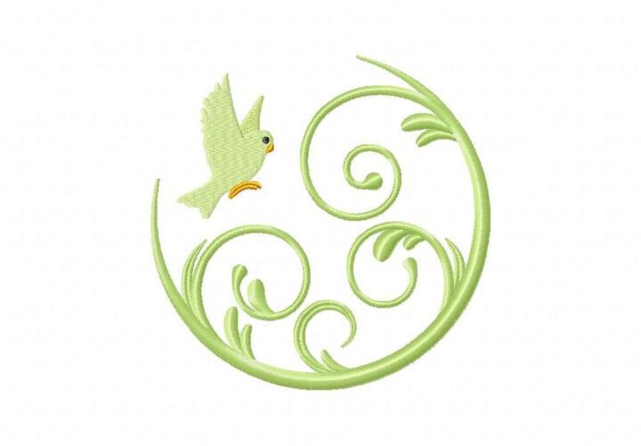 Bird Flying In Swirl Machine Embroidery Design – Daily Embroidery