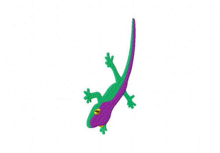 Green and Purple Gecko Machine Embroidery Design – Daily Embroidery