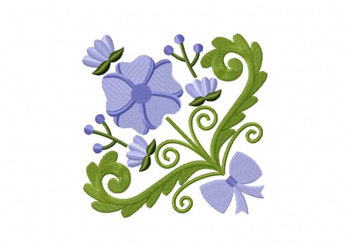 Floral Violet Block Bouquet Machine Embroidery Design – Daily Embroidery