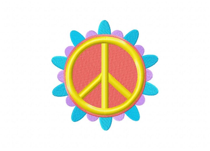 Flower Peace Sign Machine Embroidery Design – Daily Embroidery