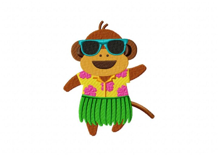 Hula Monkey Machine Embroidery Design – Daily Embroidery