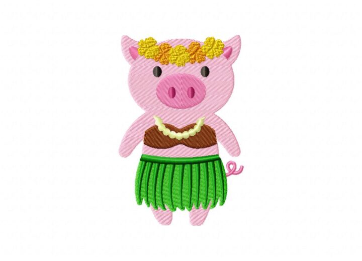 Hula Pig Machine Embroidery Design – Daily Embroidery