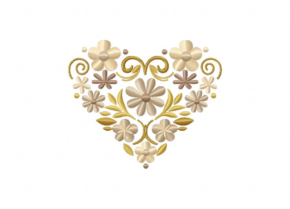 Rustic Spring Flower Heart Machine Embroidery Design – Daily Embroidery