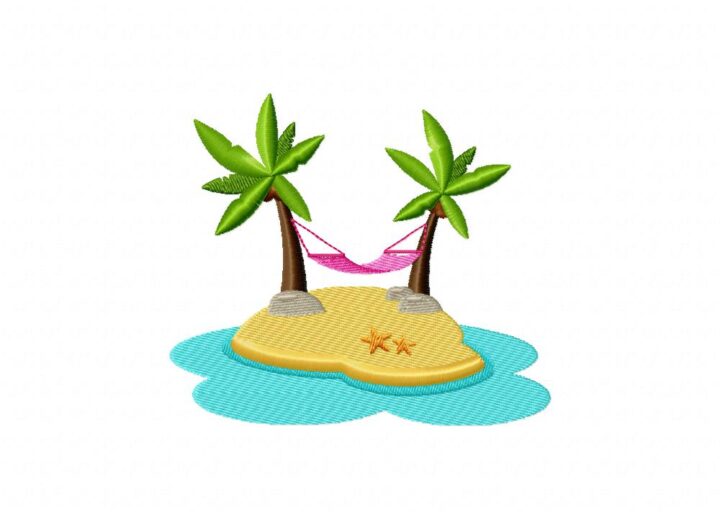 Tropical Island Machine Embroidery Design – Daily Embroidery
