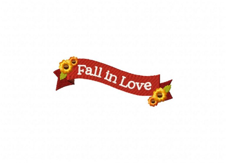 Fall In Love Autumn Banner Machine Embroidery Design – Daily Embroidery