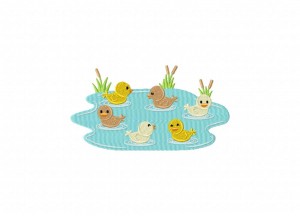 Ducklings Swimming In The Pond Machine Embroidery Design – Daily Embroidery