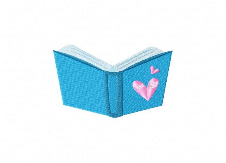 Blue Heart Book Machine Embroidery Design – Daily Embroidery