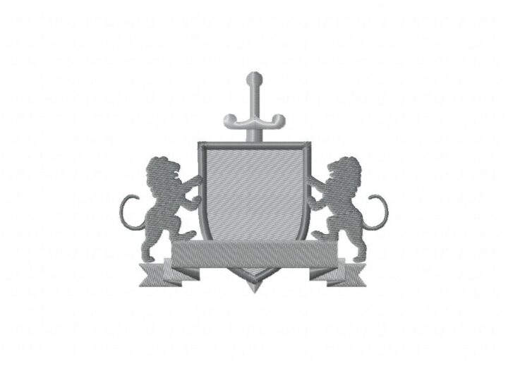 Two Lion Crest Shield Machine Embroidery Design – Daily Embroidery