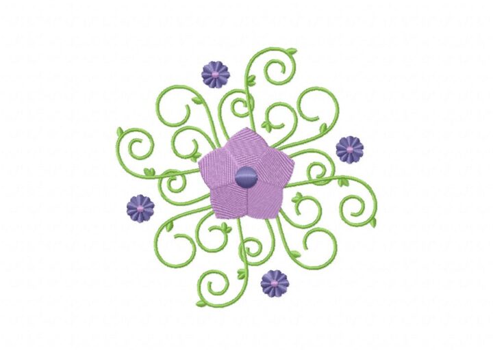 Curly Violet Floral Machine Embroidery Design – Daily Embroidery