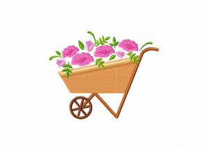 Flower Cart with Pink Flowers Machine Embroidery Design – Daily Embroidery
