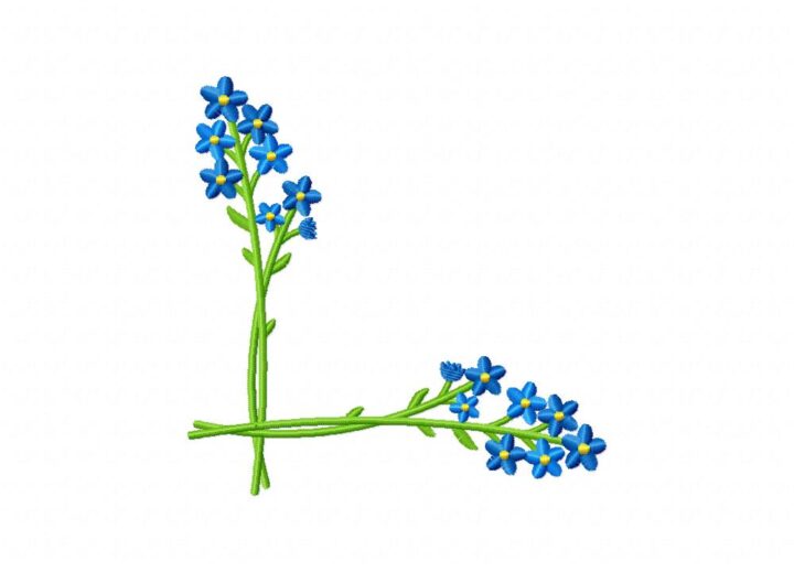 Forget Me Not Flower Branch Corner Machine Embroidery Design (Copy ...