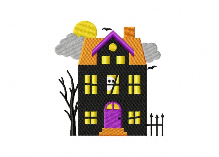 Orange Roof Haunted House Machine Embroidery Design – Daily Embroidery