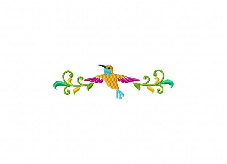 Yellow Hummingbird border Machine Embroidery Design – Daily Embroidery