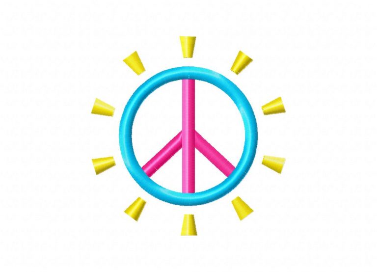 Peace Sign With Rays Machine Embroidery Design – Daily Embroidery