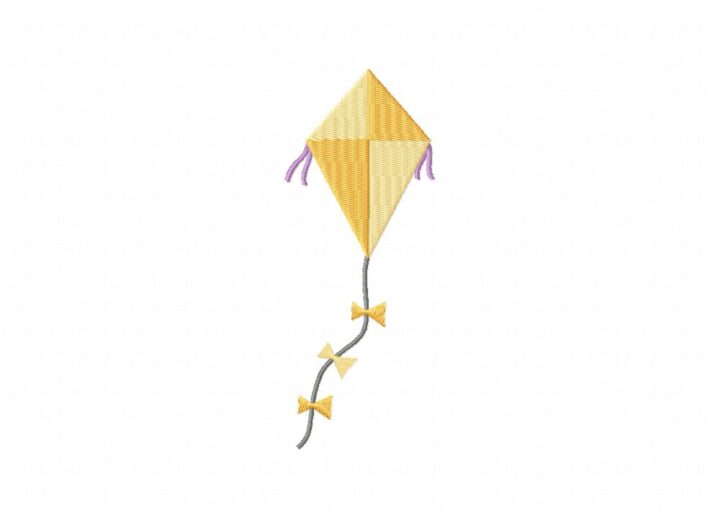 Yellow Summer Kite with Ribbon Machine Embroidery Design – Daily Embroidery