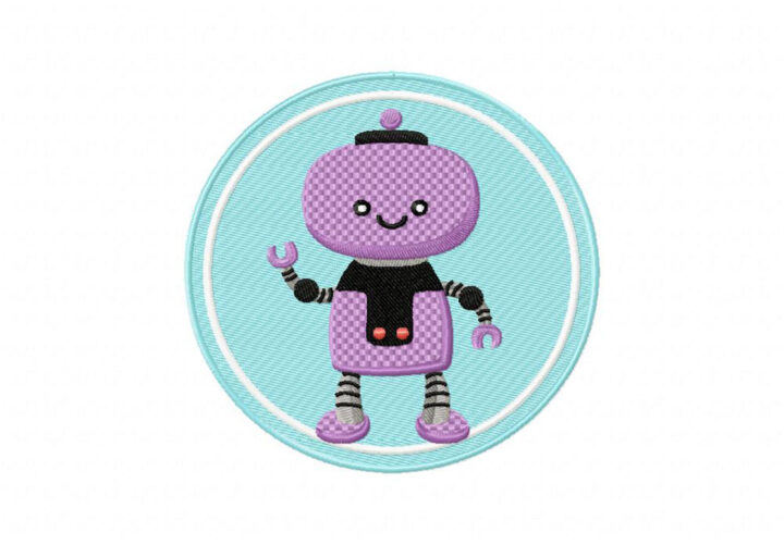 Purple Robot Embroidery Design – Daily Embroidery