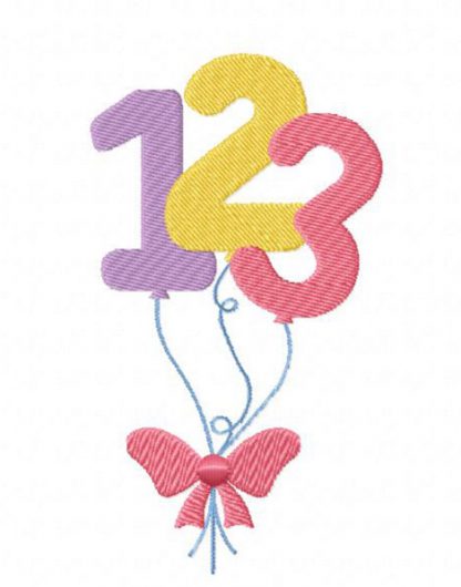 Colorful 123 Balloons Embroidery Design – Daily Embroidery