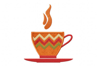 Unique Tea Cup Includes Both Applique and Stitch Embroidery Design ...