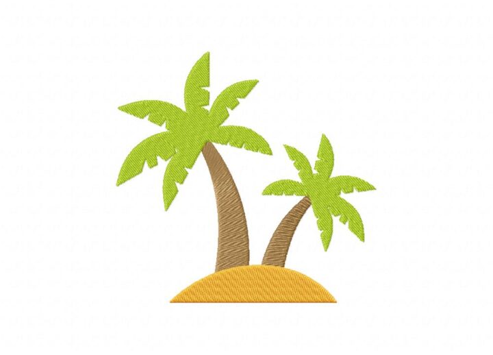 Beach Coconut Tree Includes Both Applique and Stitch Embroidery Design ...