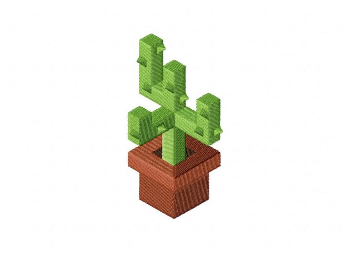 Pixelated Minecraft Cactus Embroidery Design – Daily Embroidery