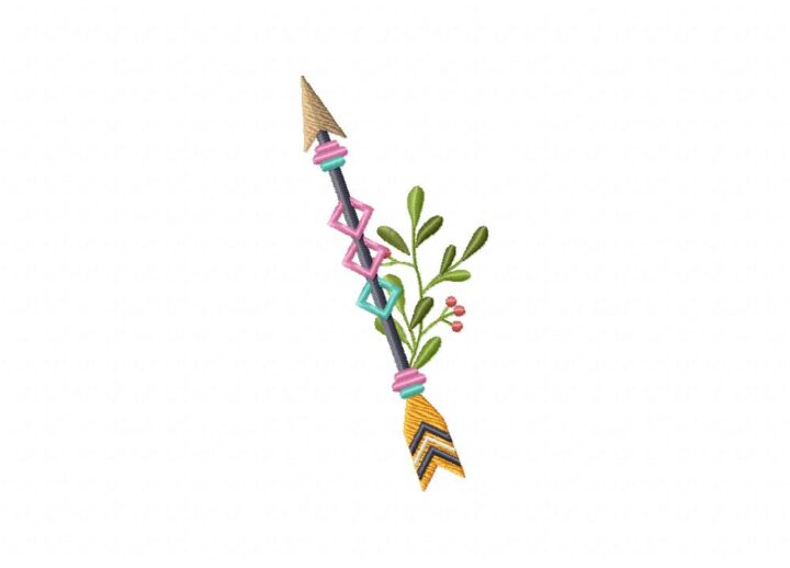 Pink and Teal Delicate Arrow Embroidery Design – Daily Embroidery