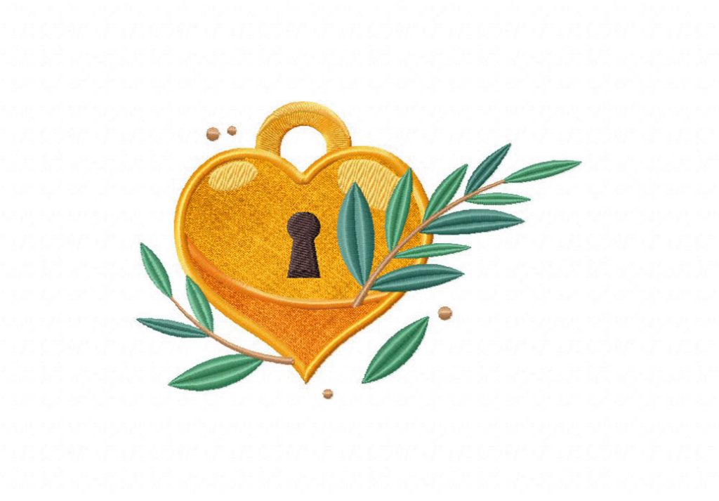 Wedding Heart Lock Embroidery Design – Daily Embroidery