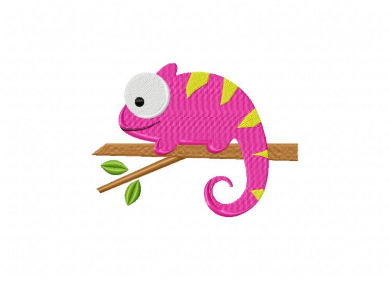 Pink Chameleon Embroidery Design – Daily Embroidery