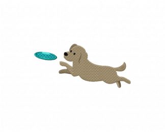 Dog Chasing Frisbee Embroidery Design – Daily Embroidery