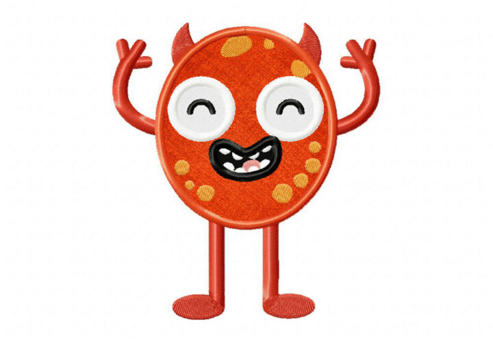 Monster Red Embroidery Design – Daily Embroidery