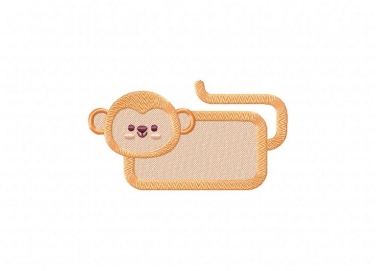Monkey Label Embroidery Design – Daily Embroidery