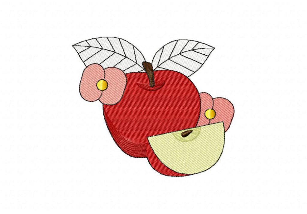Botanical Apple Embroidery Design – Daily Embroidery
