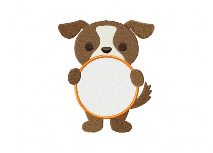 Dog Circle Monogram Frame Embroidery Design – Daily Embroidery