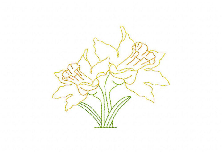 Yellow Flower Lineart Stitched Embroidery Design – Daily Embroidery