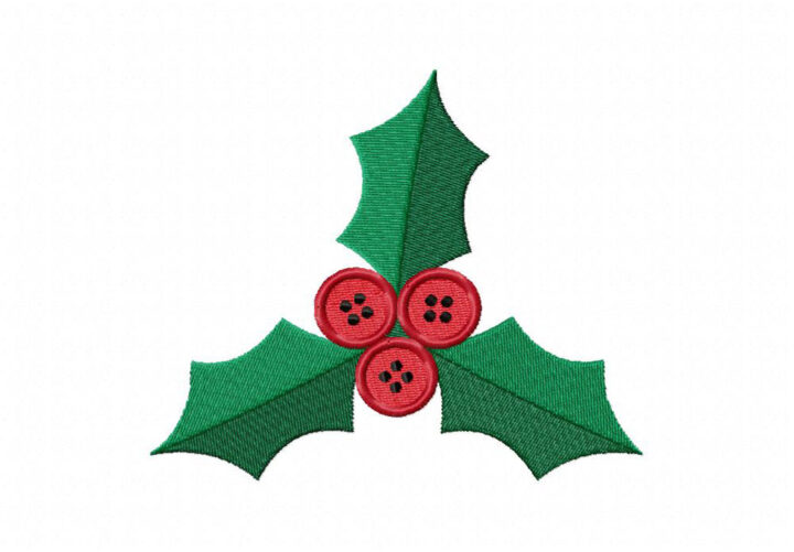 Button Holly Embroidery Design – Daily Embroidery