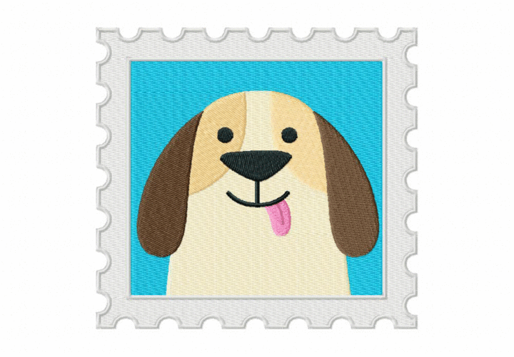 Dog Postal Stamp Embroidery Design – Daily Embroidery