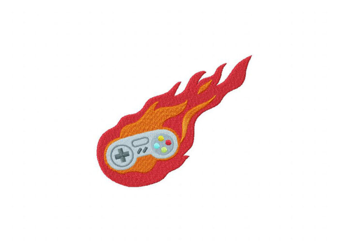 Joystick Fireball Embroidery Design – Daily Embroidery