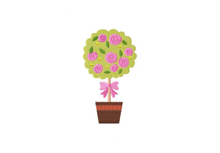 Pink Roses Tree Embroidery Design – Daily Embroidery