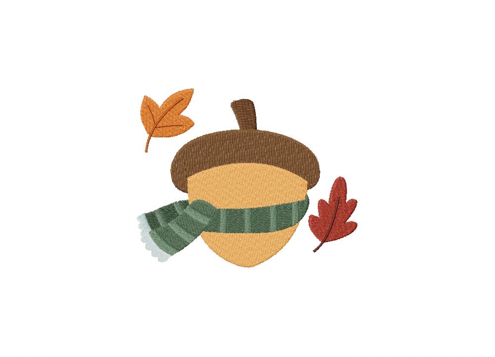 Scarfed Acorn Embroidery Design – Daily Embroidery