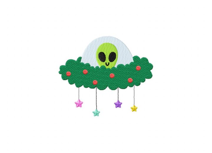 Christmas UFO Alien Embroidery Design – Daily Embroidery