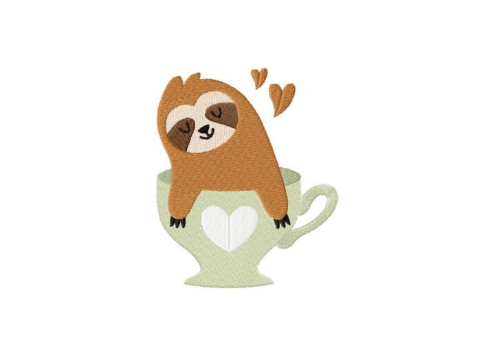 Sloth Nap in Teacup Embroidery Design – Daily Embroidery
