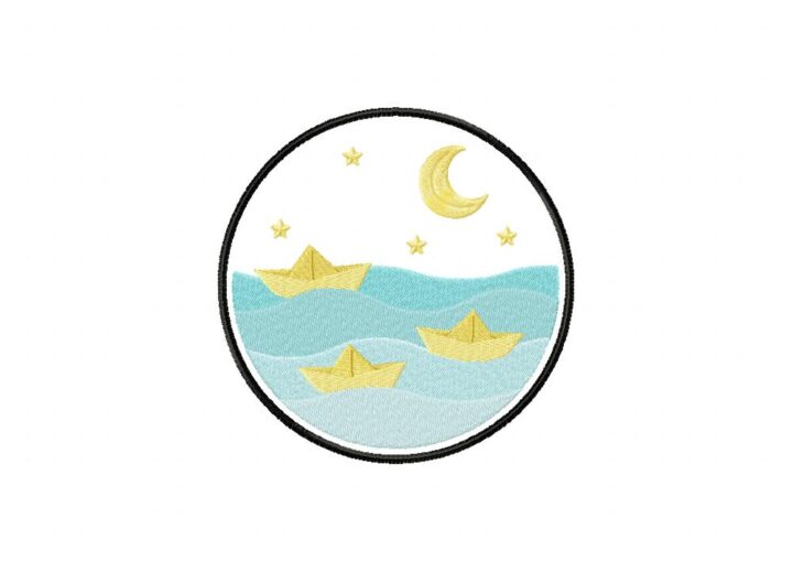 Paper Boat Round Embroidery Design – Daily Embroidery