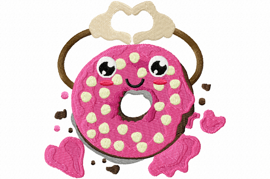 Donut with Heart Hands Embroidery Design – Daily Embroidery