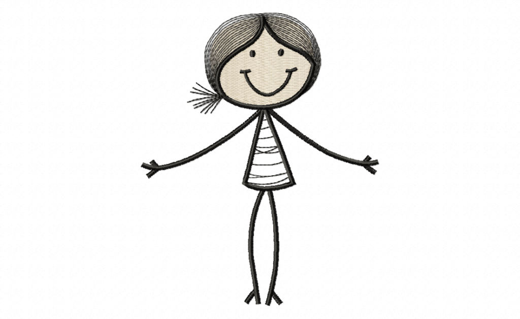 Happy Stick Person Stitched Embroidery Design – Daily Embroidery