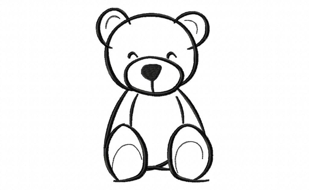 Teddy Sketch Stitched Embroidery Design – Daily Embroidery