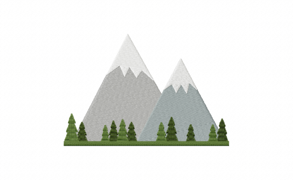 Mountain Scene Stitched Embroidery Design – Daily Embroidery