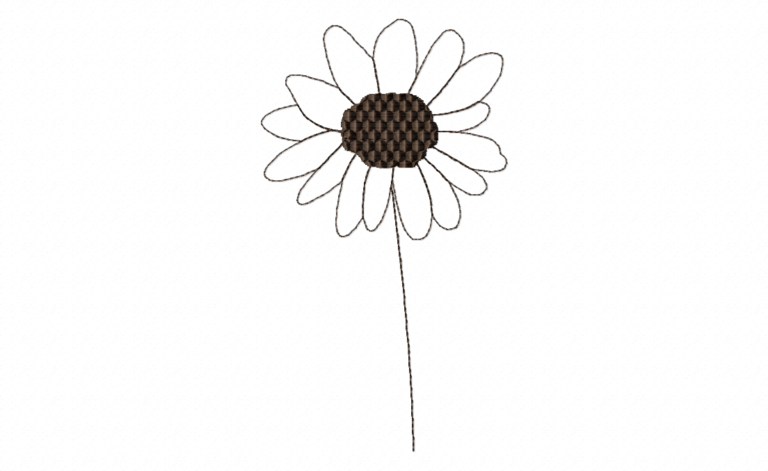 Simple Daisy Outline Stitched Embroidery Design – Daily Embroidery