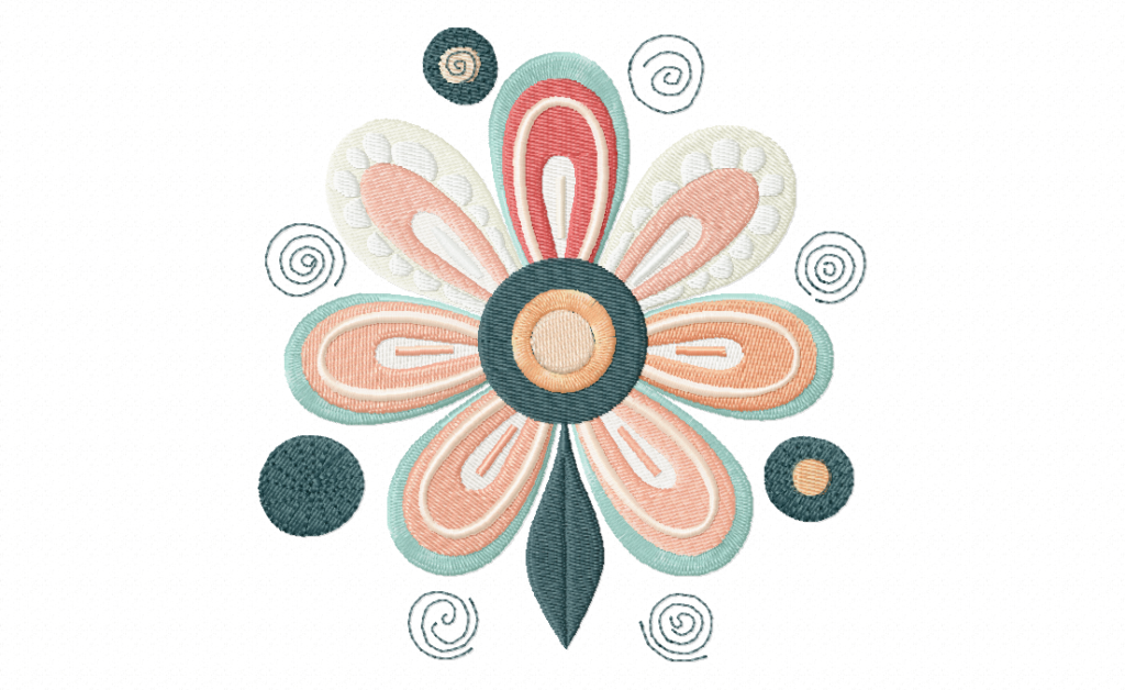 Pretty Deco Flower Stitched Embroidery Design – Daily Embroidery