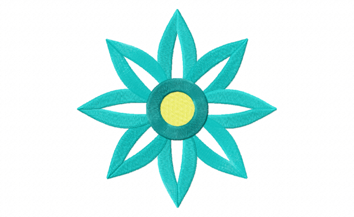Teal Flower Head Stitched Embroidery Design – Daily Embroidery